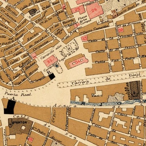 Granada Map - Old Map of Granada Print on Paper or Canvas - Etsy