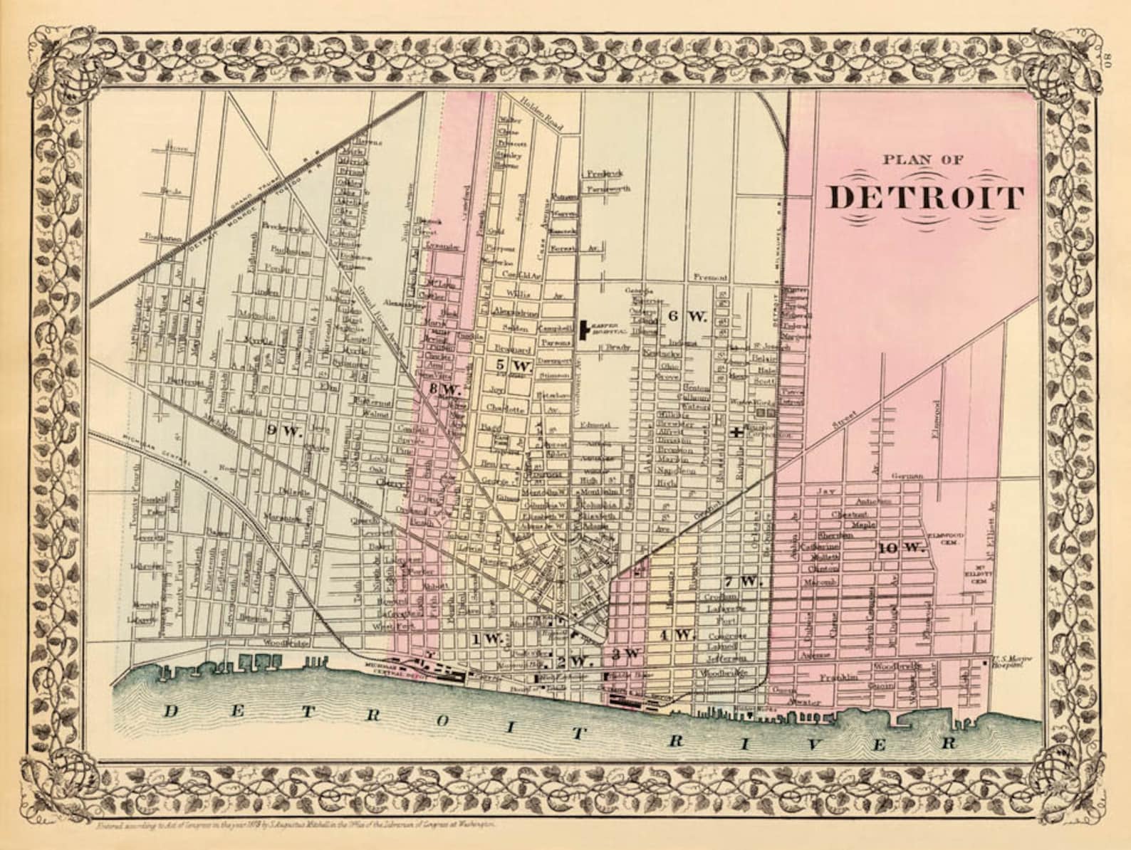 Detroit Map Vintage Map of Detroit Antique Map Archival - Etsy