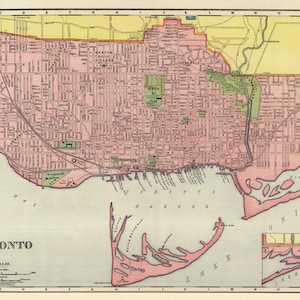 Old Map of Toronto - City Map Fine Print - Wonderful Vintage Map for ...