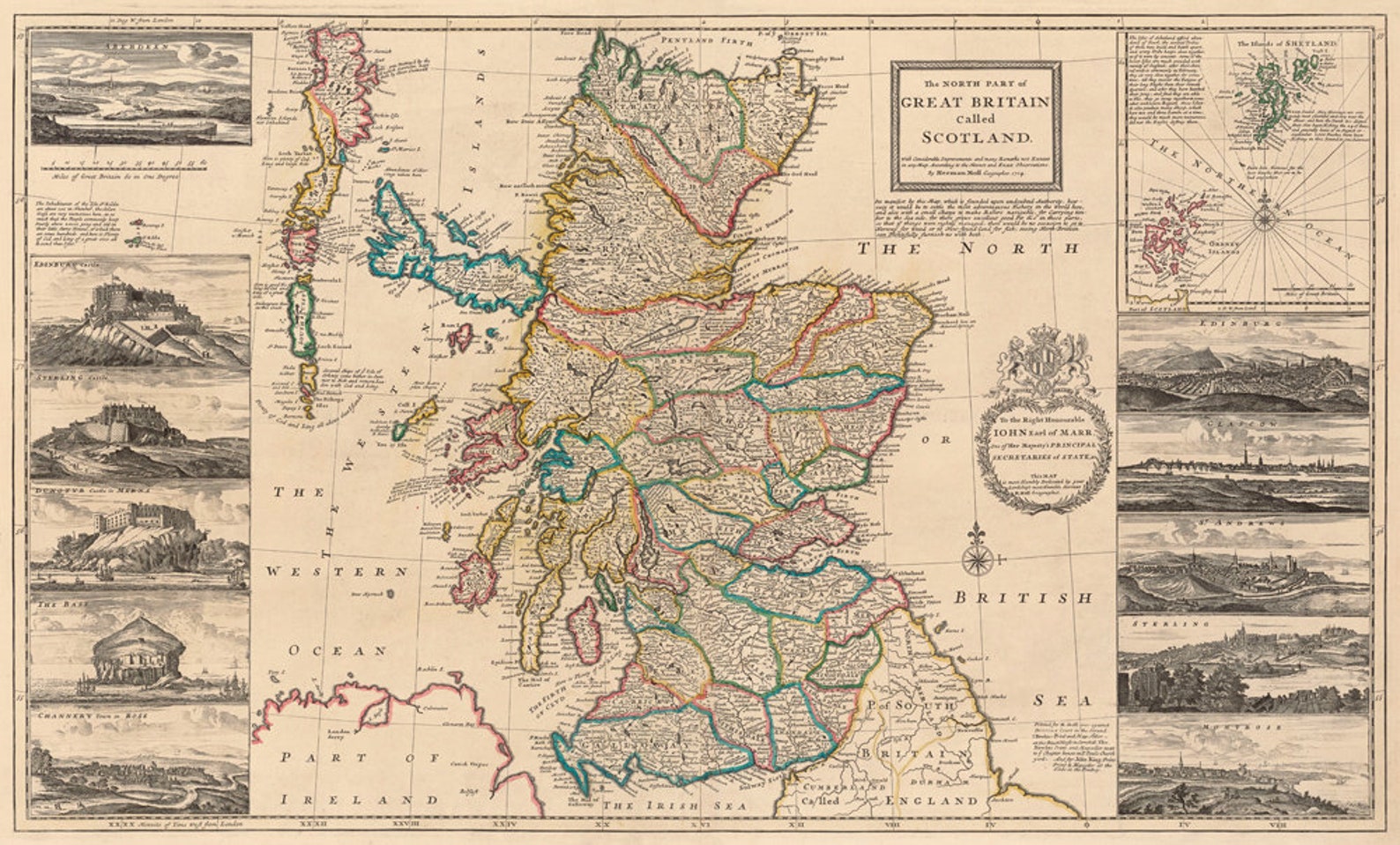 Old Map of Scotland Illustrated Map of Scotland Fine Print - Etsy