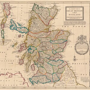 Old Map of Scotland - Illustrated Map of Scotland, Fine Print on Paper ...