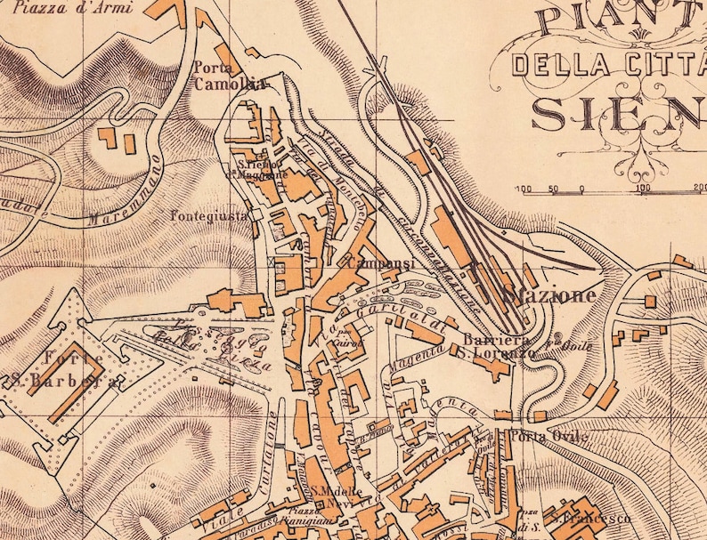 Siena Map - Vintage City Plan of Siena, Restored Map, Home Decor - Etsy