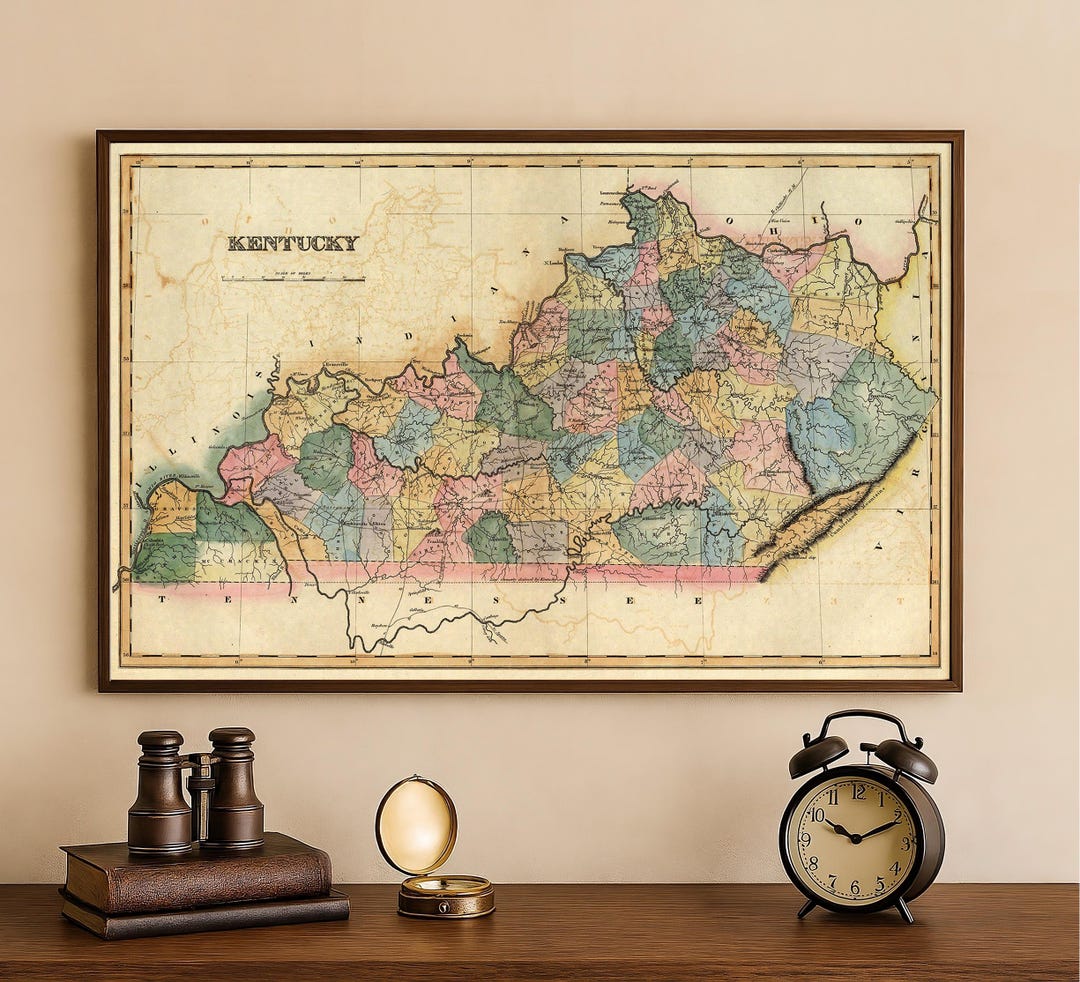 Old Map of Kentucky | Vintage County & State Geography Art | Fine Print ...