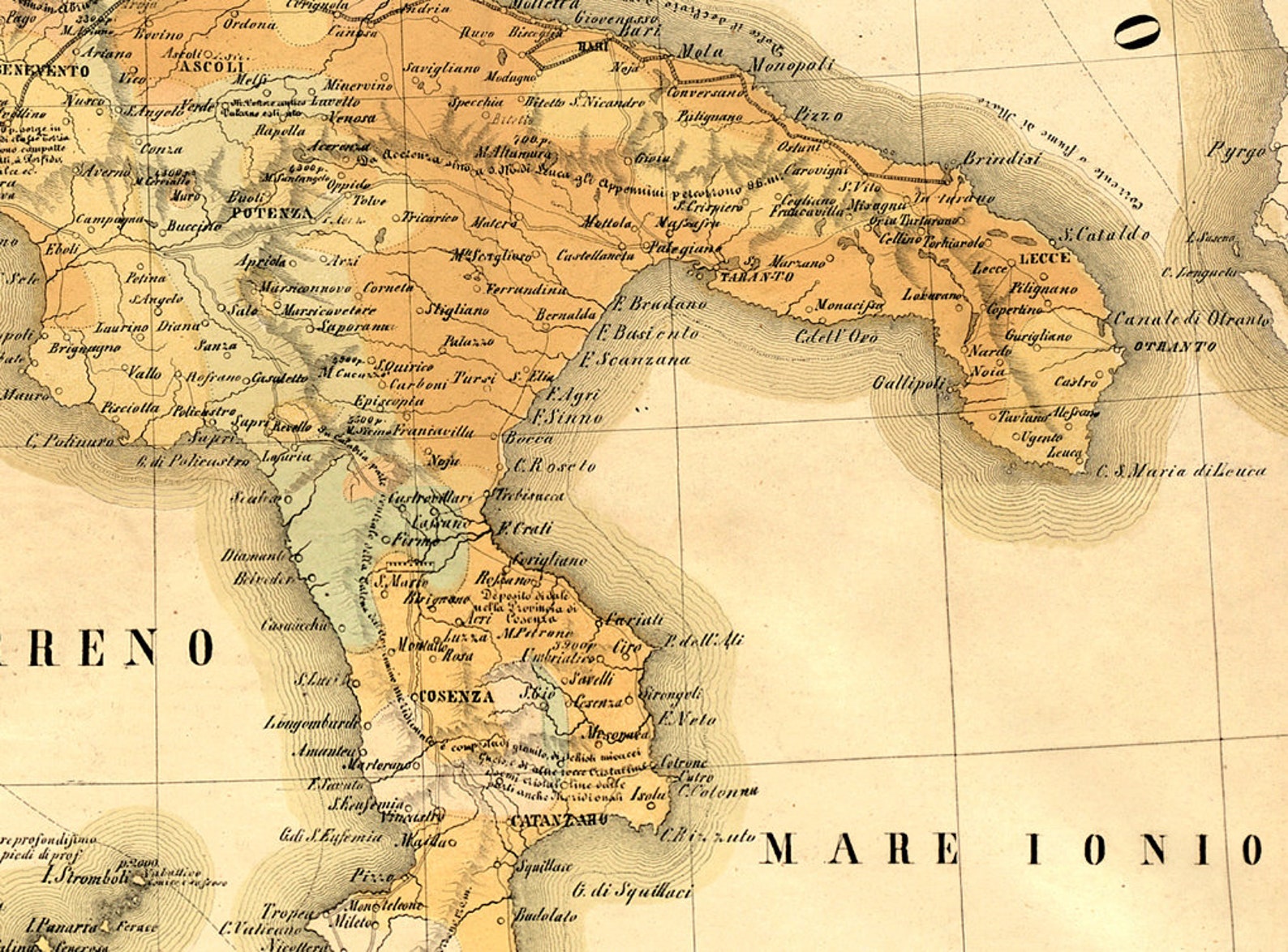 Marvelous Old Map of Italy - Large Map From 1856, Archival Print, Italy ...