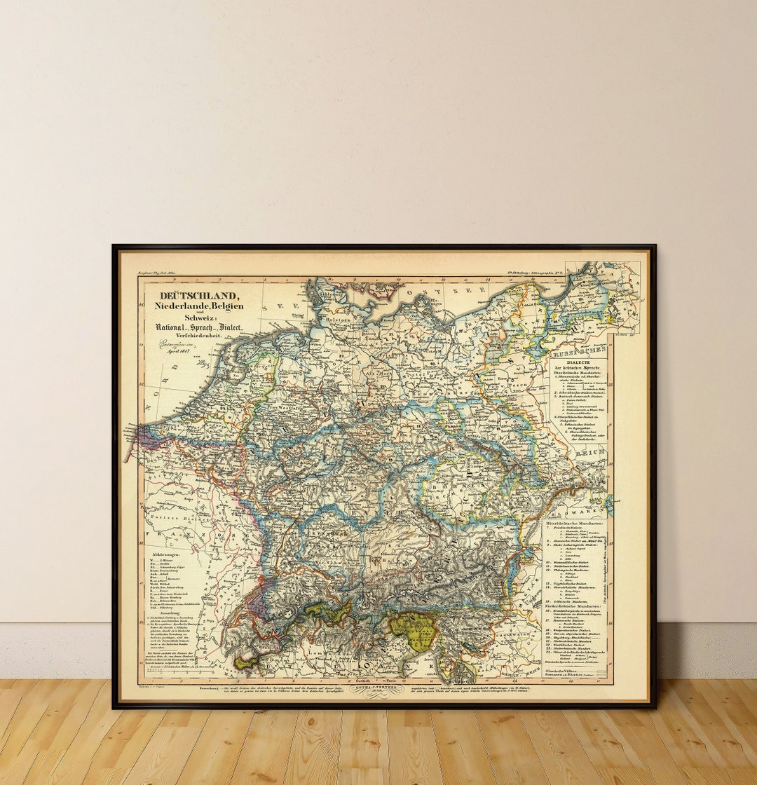 Germany Map - Historical Map Reproduction on Paper or Canvas - Etsy