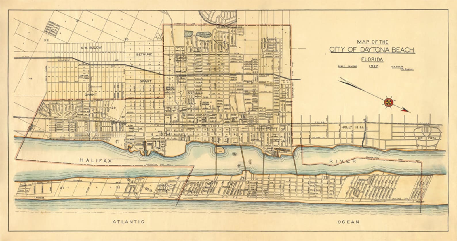Daytona Beach Old Map Large Wall Map of Daytona Beach From - Etsy