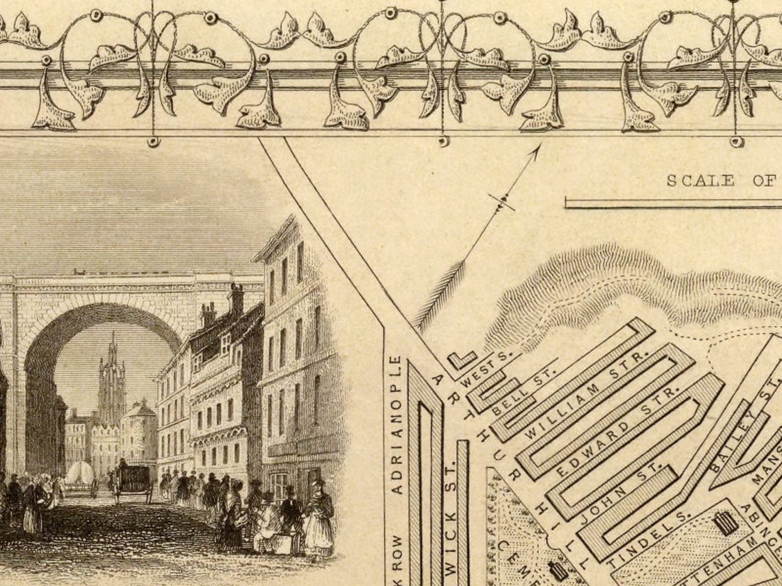 Old Map of Newcastle on Tyne Historical Map Restored Old - Etsy