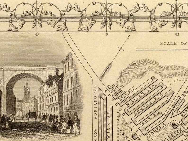 Old Map of Newcastle on Tyne Historical Map Restored Old - Etsy
