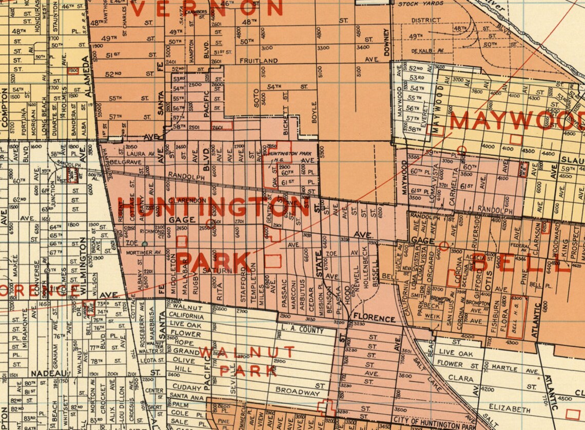 Map of Los Angeles - Large Wall Map - Los Angeles Map Fine Print on ...