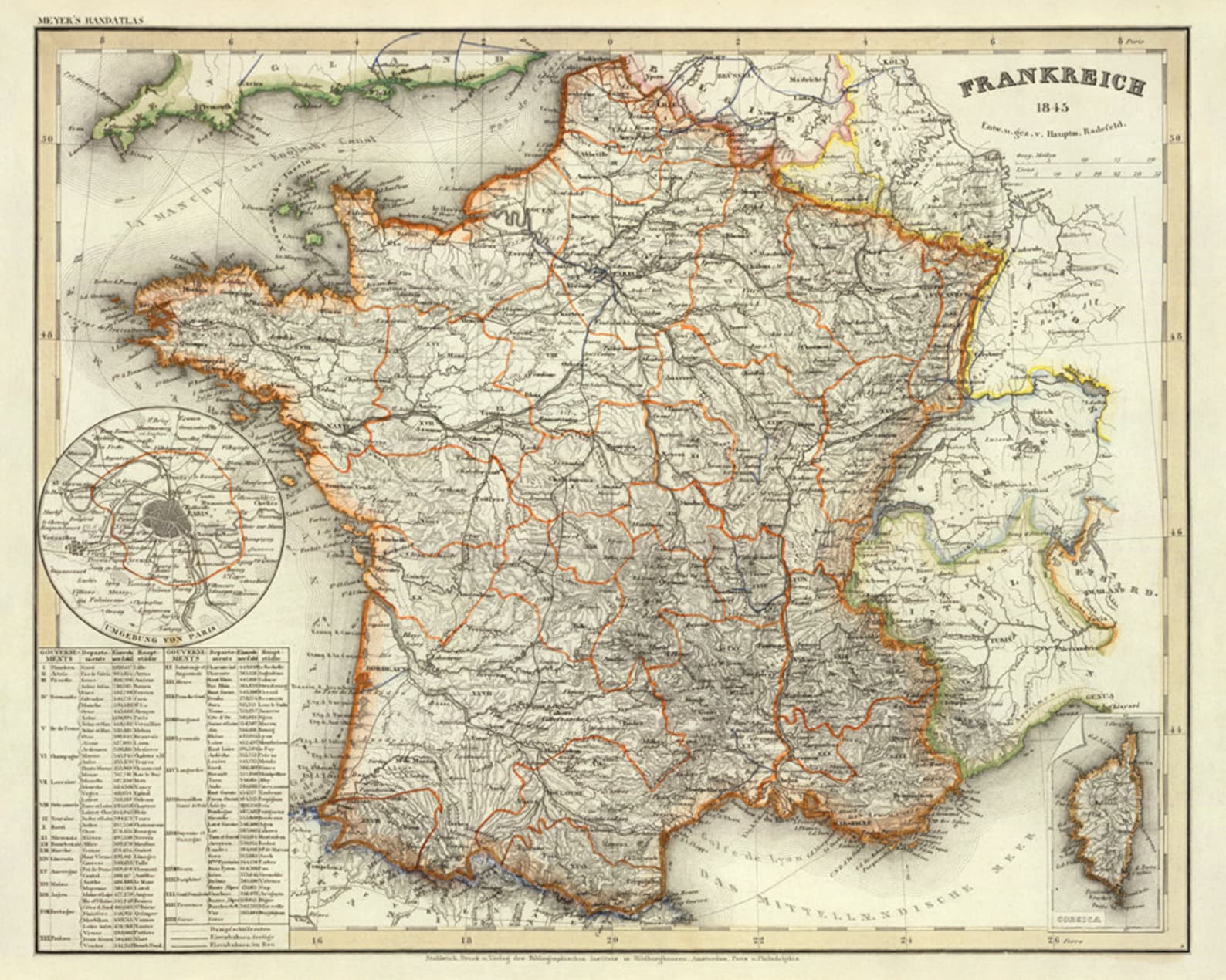 Large Old Map of France Wall Map Print Available on Paper - Etsy