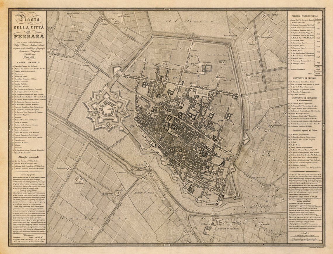Ferrara Map Old Map of Ferrara Fine Reproduction - Etsy