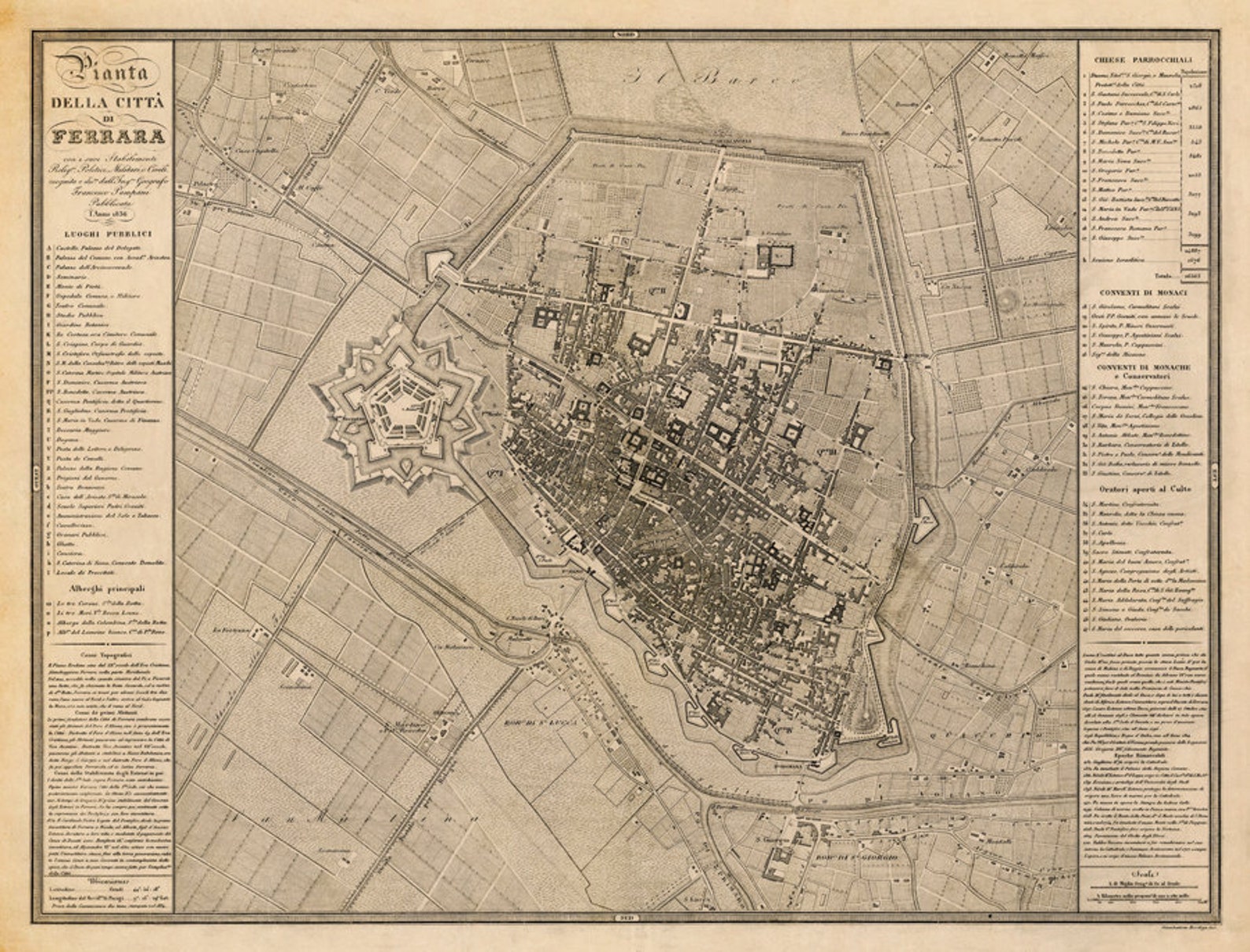 Ferrara Map Old Map of Ferrara Fine Reproduction - Etsy