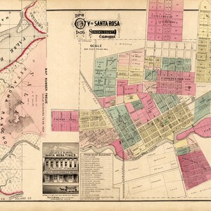 Old Map of Santa Rosa (california) - Fine Art Reproduction - Restored ...