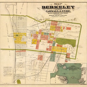 Berkeley Map - Old Map of Berkeley (CA) Fine Print on Paper or Canvas ...