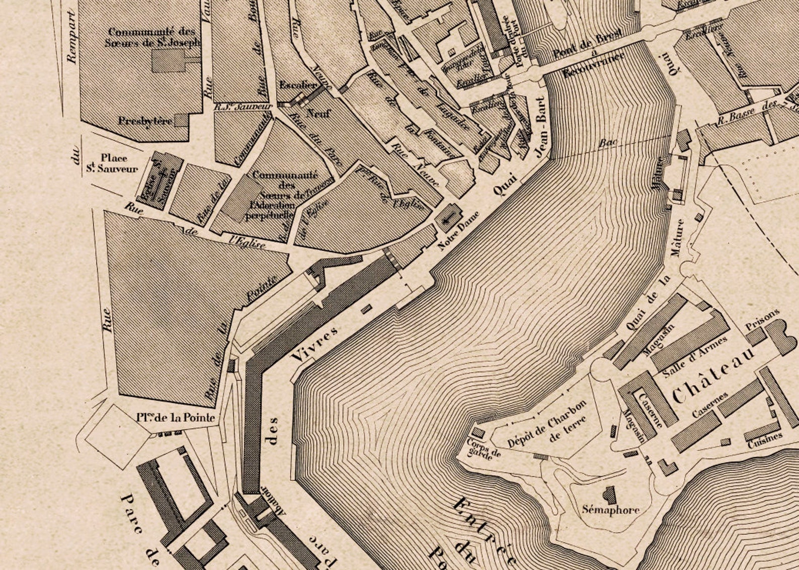 Brest Map - Historical Map of the City of Brest (france) - Vintage ...