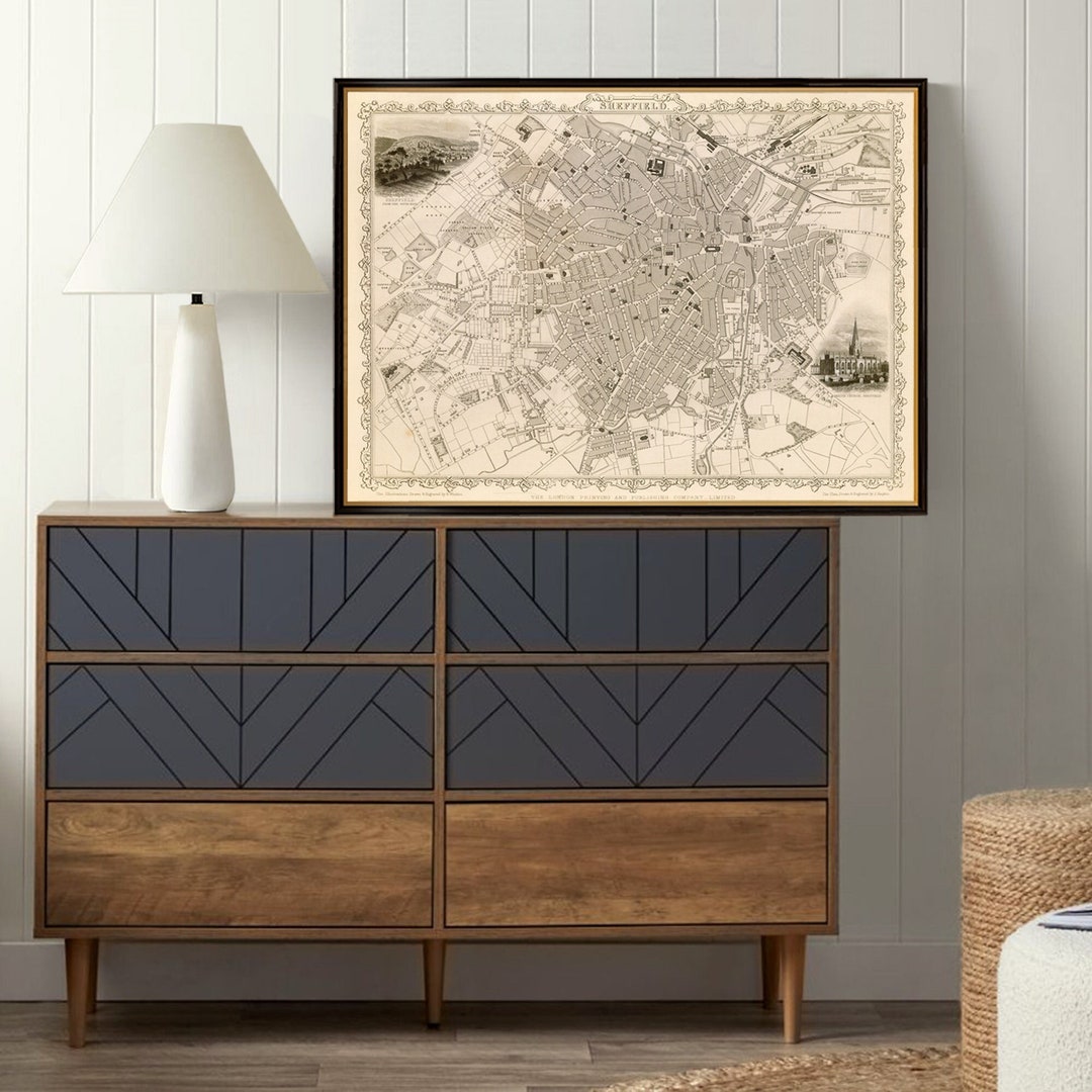Sheffield Old Map, Restored Map From 1851, Decorative Map Print - Etsy