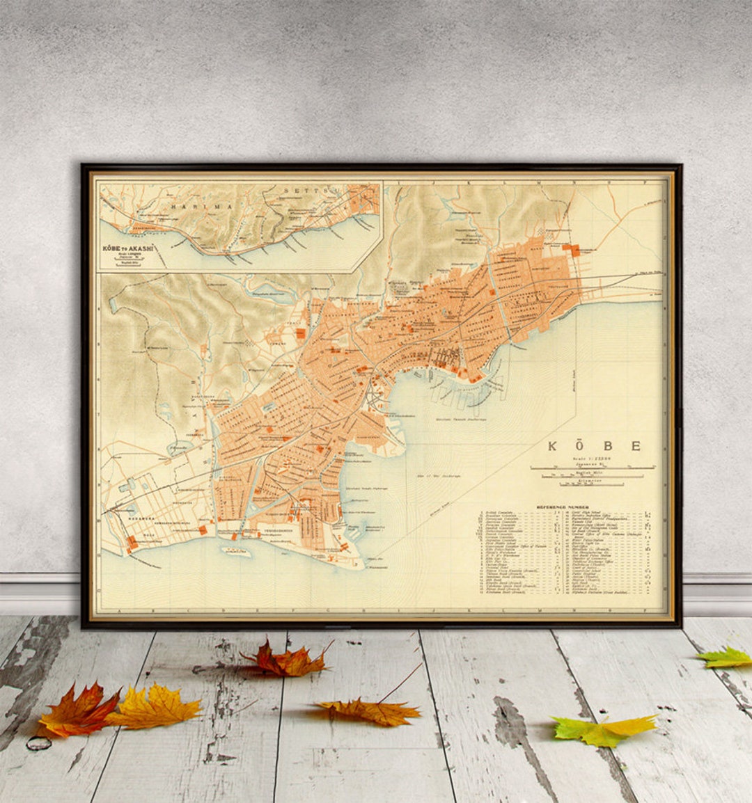 Old Map of Kobe Historical Map Reproduction on Paper or Canvas - Etsy
