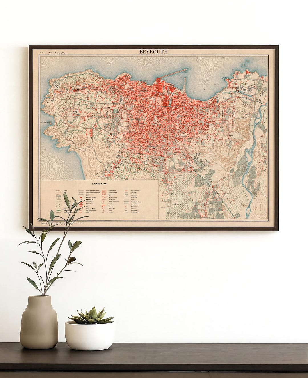 Beirut Map | Old City Plan of Beyrouth | Antique Cartography Fine Print ...
