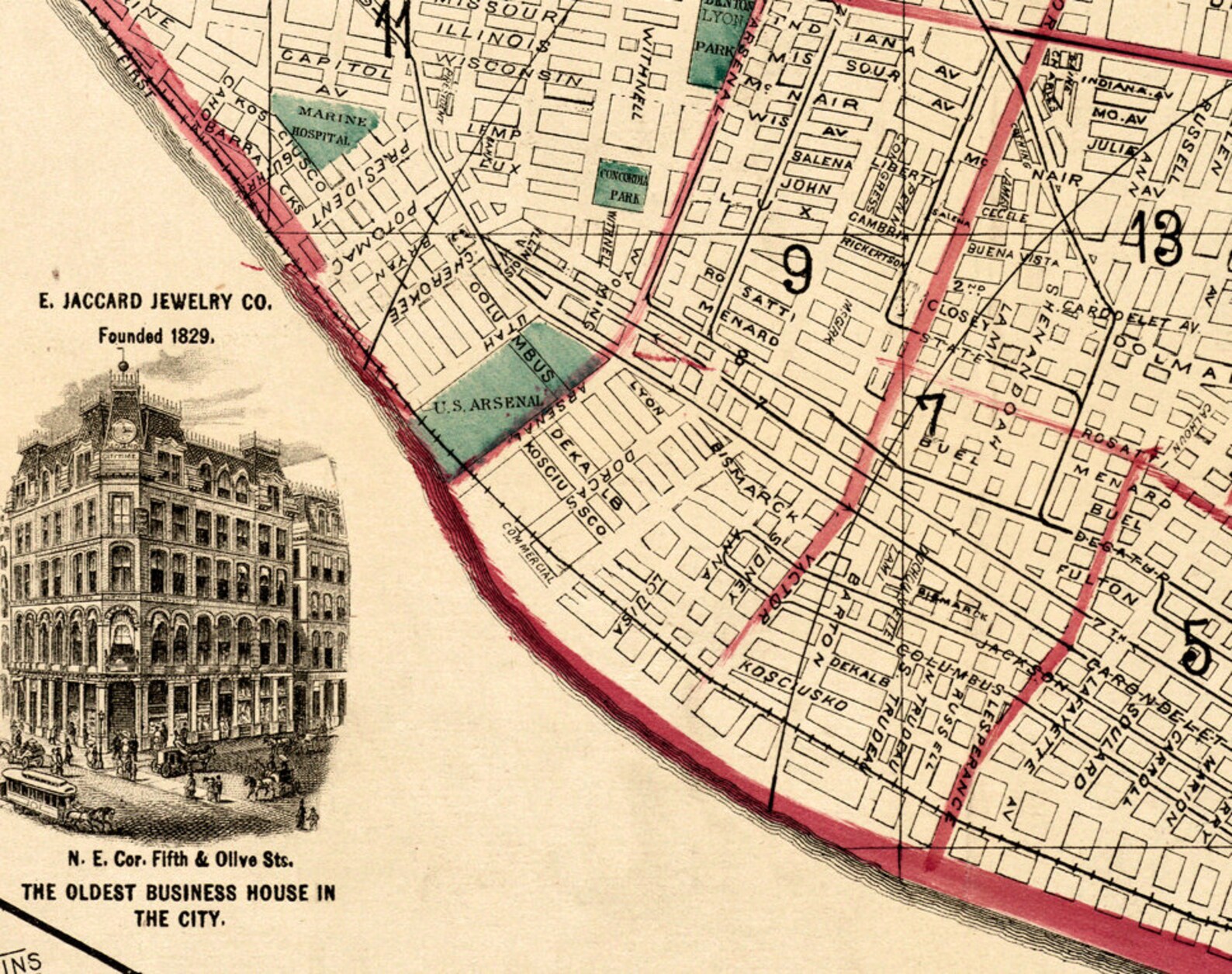 Saint Louis Map Vintage Map of Saint Louis Fine Giclee - Etsy