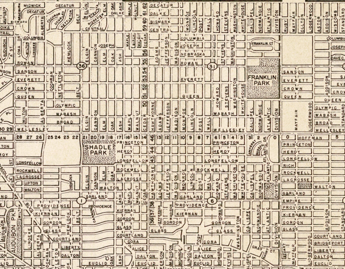 Spokane Map Vintage Map of Spokane City Map Print on Paper - Etsy