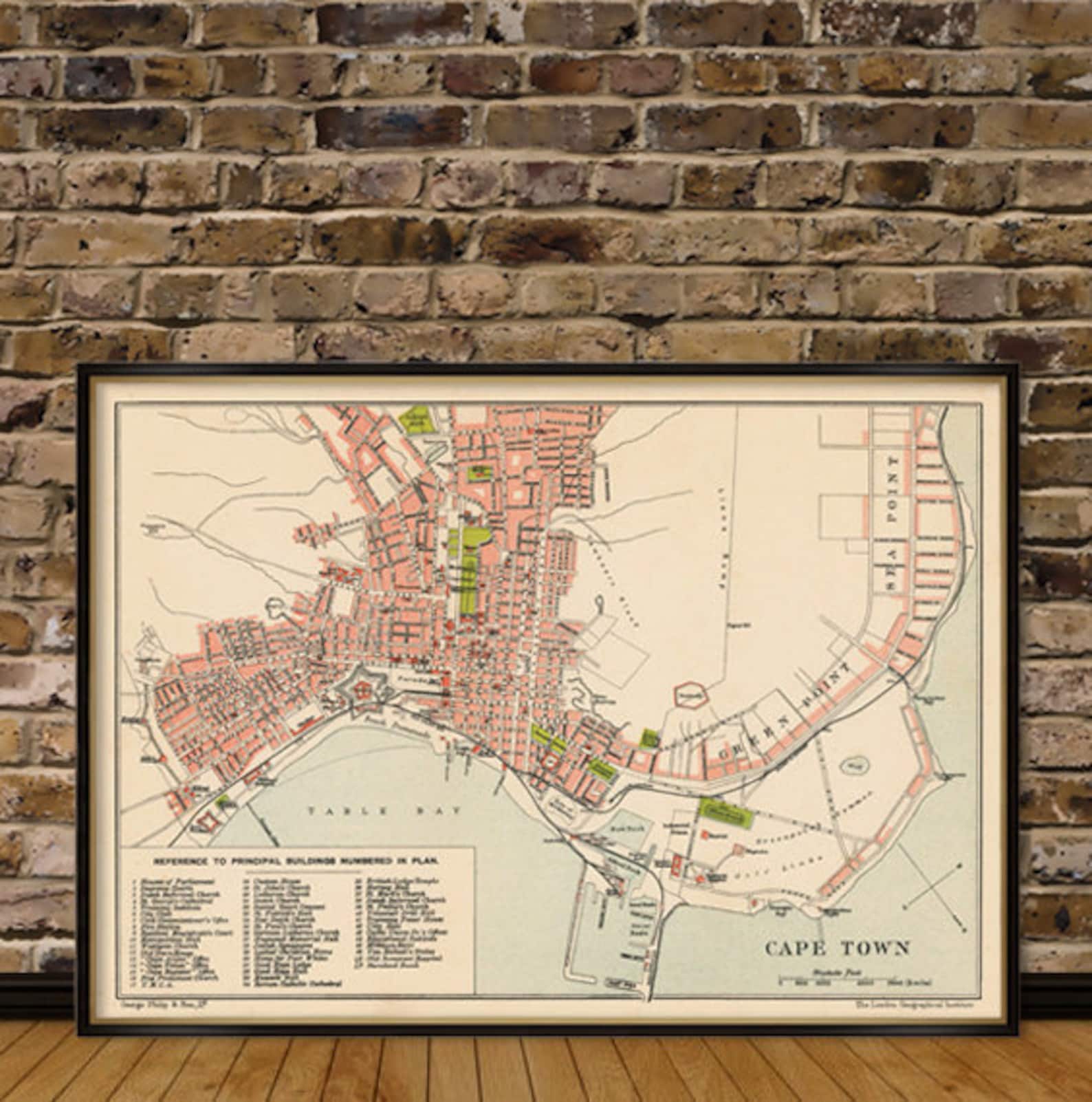Cape Town Map Old Map of Cape Town Print Fine Reproduction | Etsy