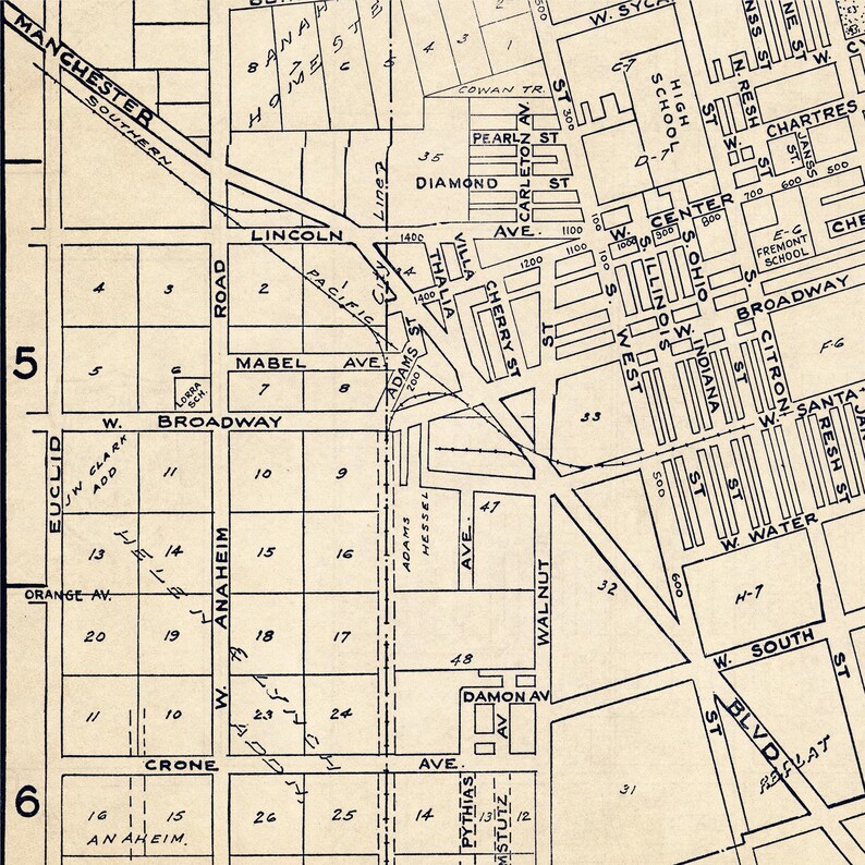 Historical Map of Anaheim - Large Map of Anaheim, Available on Paper or ...