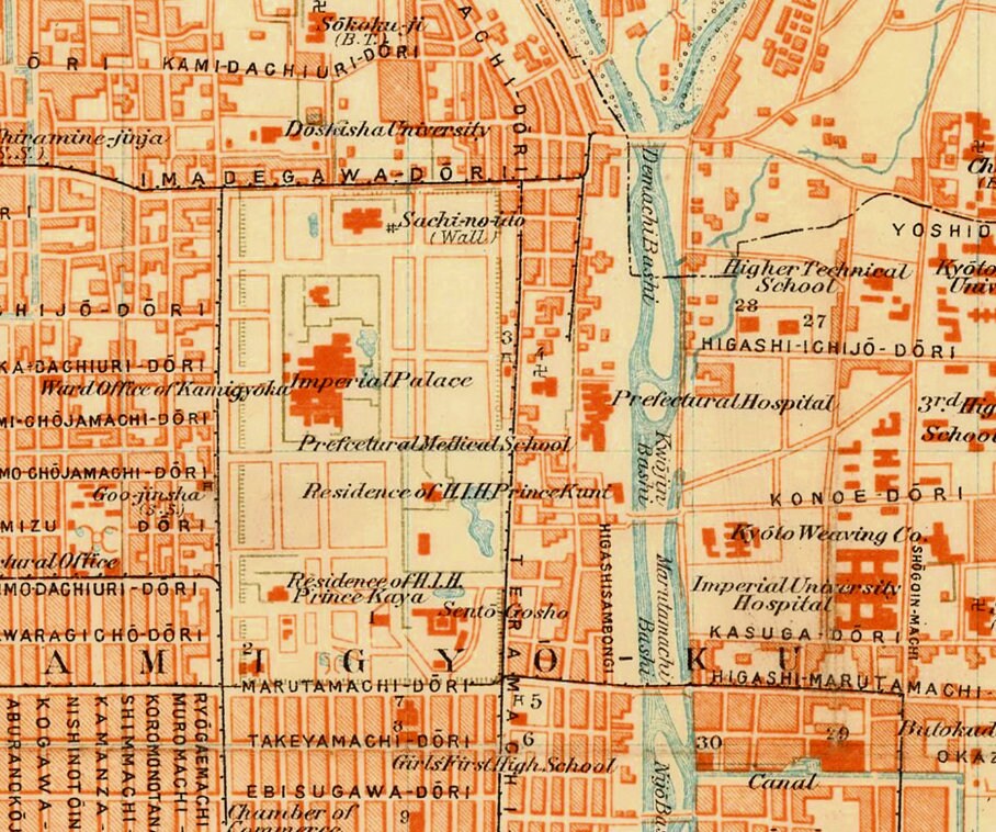 Kyoto Map Old Map Reproduction Historical Map From the - Etsy Canada