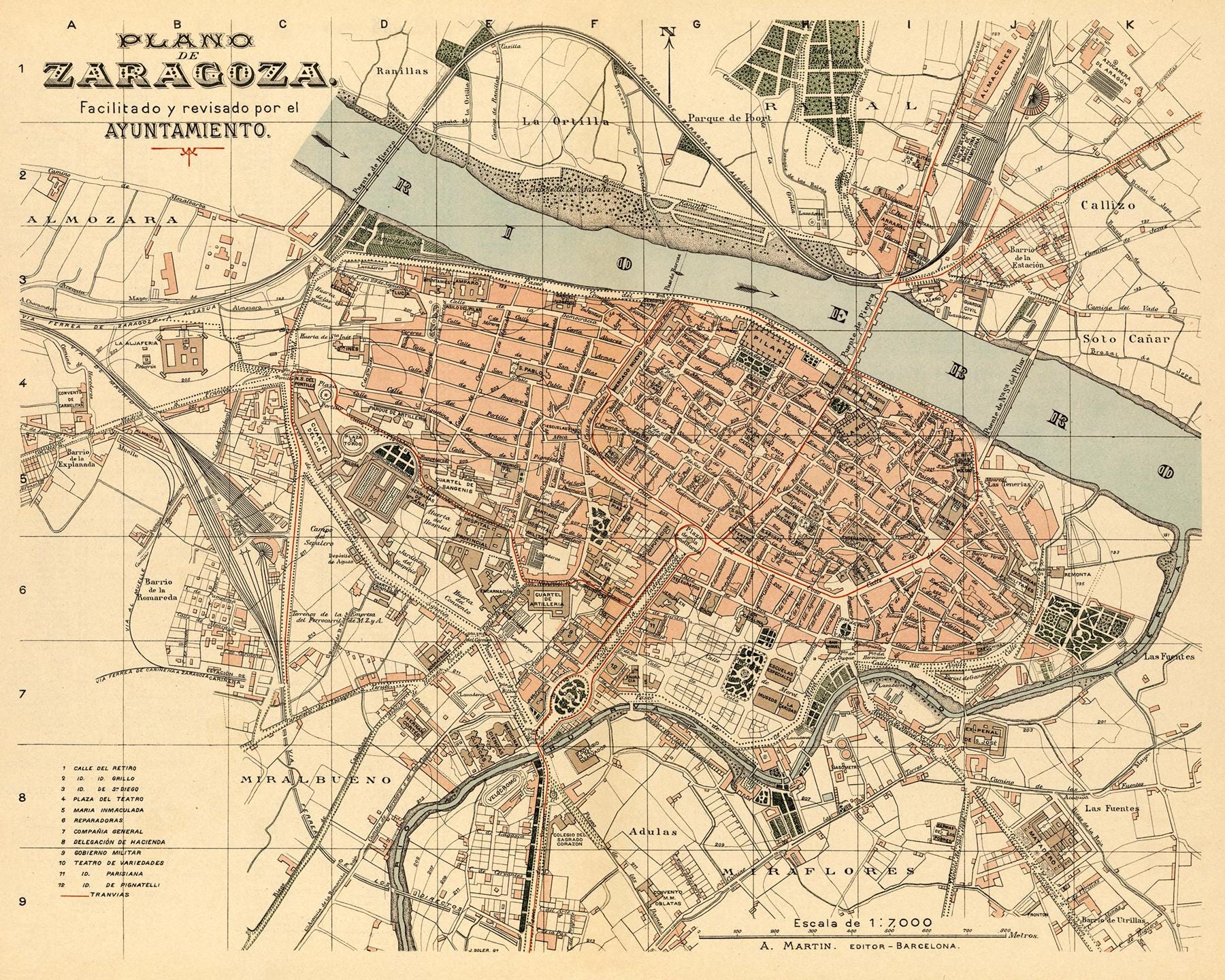 Zaragoza Map - Old City Map Print - Giclee Print on Canvas or Paper - Etsy