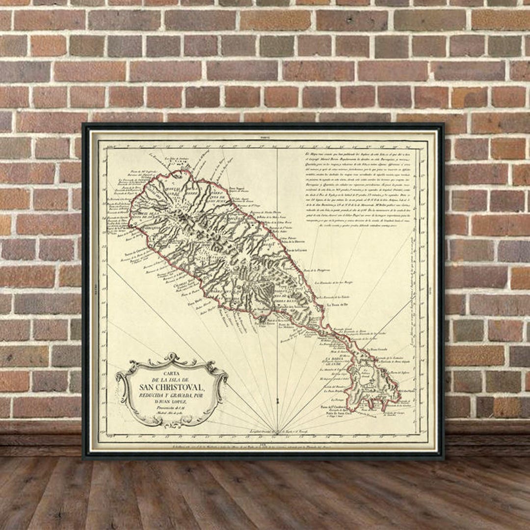 Map of Saint Kitts - Saint Christopher Island Map - Fine Archival Print ...