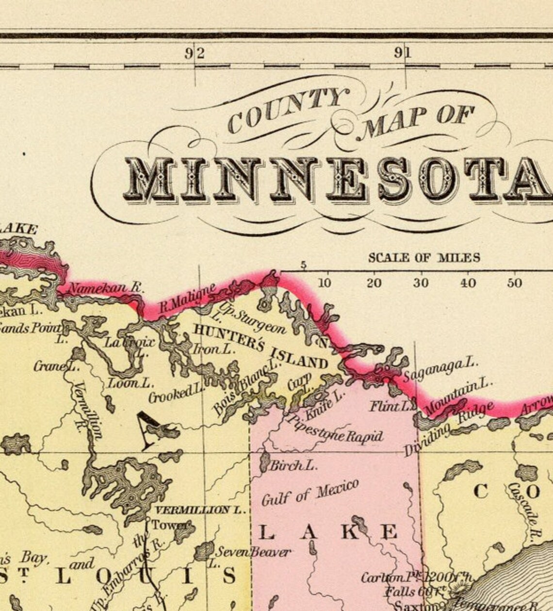 Minnesota Map Old Map of Minnesota Fine Print on Paper or | Etsy