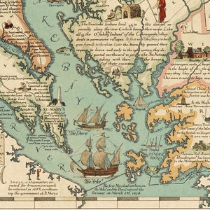 Historical Map of Maryland - Pictorial Map of the Old Line State of ...