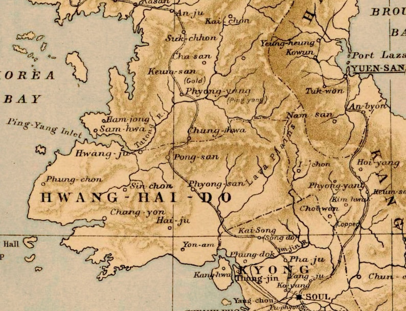 Korea Map Old Map of Korea Fine Reproduction Wall Map of - Etsy
