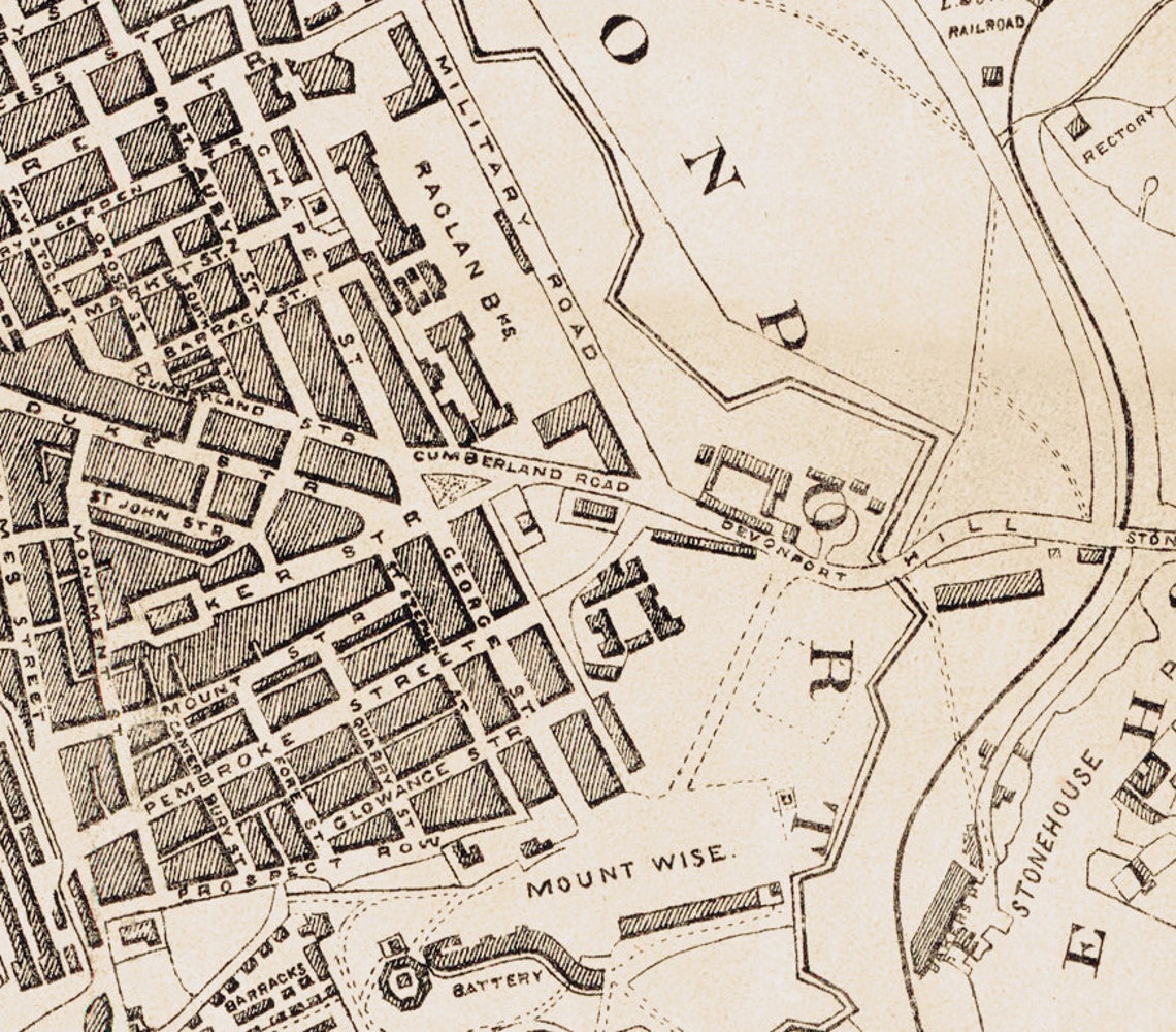 Map of Plymouth Devonport Stonehouse Stoka Moricetown and | Etsy