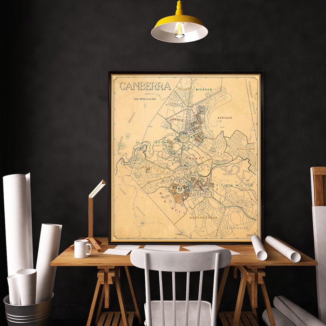Map of Canberra Giclee Reproduction - Old Map of Canberra - Historic ...