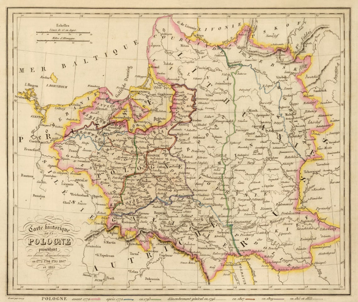 Historical Map of Poland - Vintage Map of Poland, Available on Paper or ...