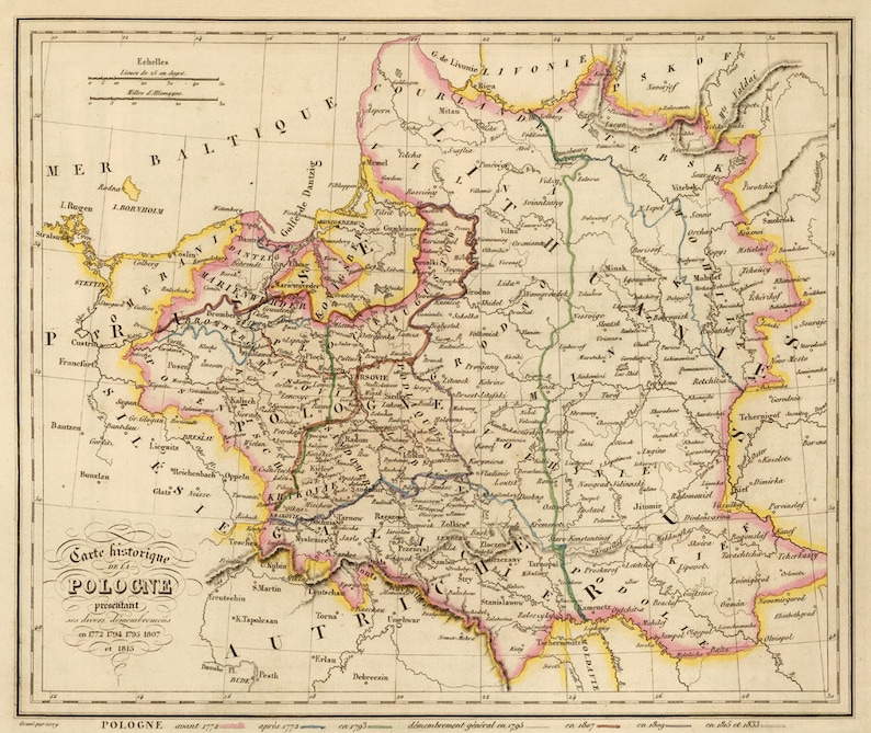 Historical Map of Poland - Vintage Map of Poland, Available on Paper or ...