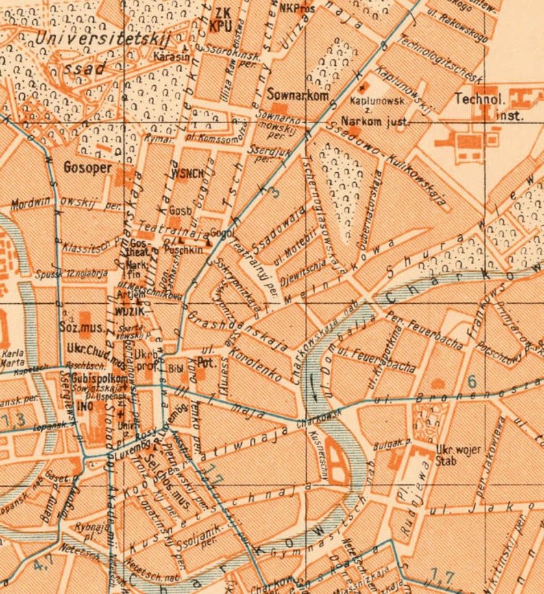 Kharkov Map Kharkiv Old Map Print Map of Kharkov ukraine - Etsy