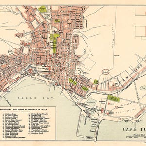Cape Town Map - Old Map of Cape Town Print - Fine Reproduction on Paper ...