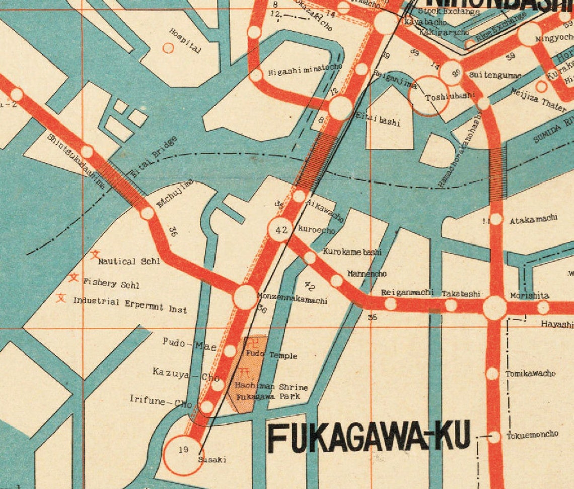 Tokyo Map Wonderful Map of Tokyo Wall Map Poster Printed | Etsy