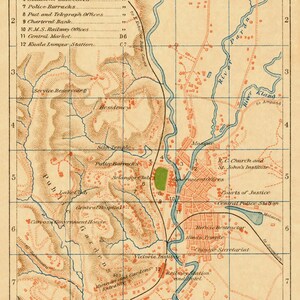 Kuala Lumpur Map - Old Map Print - Historic Map Reproduction - 12 X 18 ...