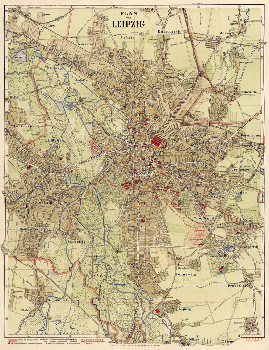 Leipzig Map Old Map of Leipzig Alte Karte Von Leipzig - Etsy