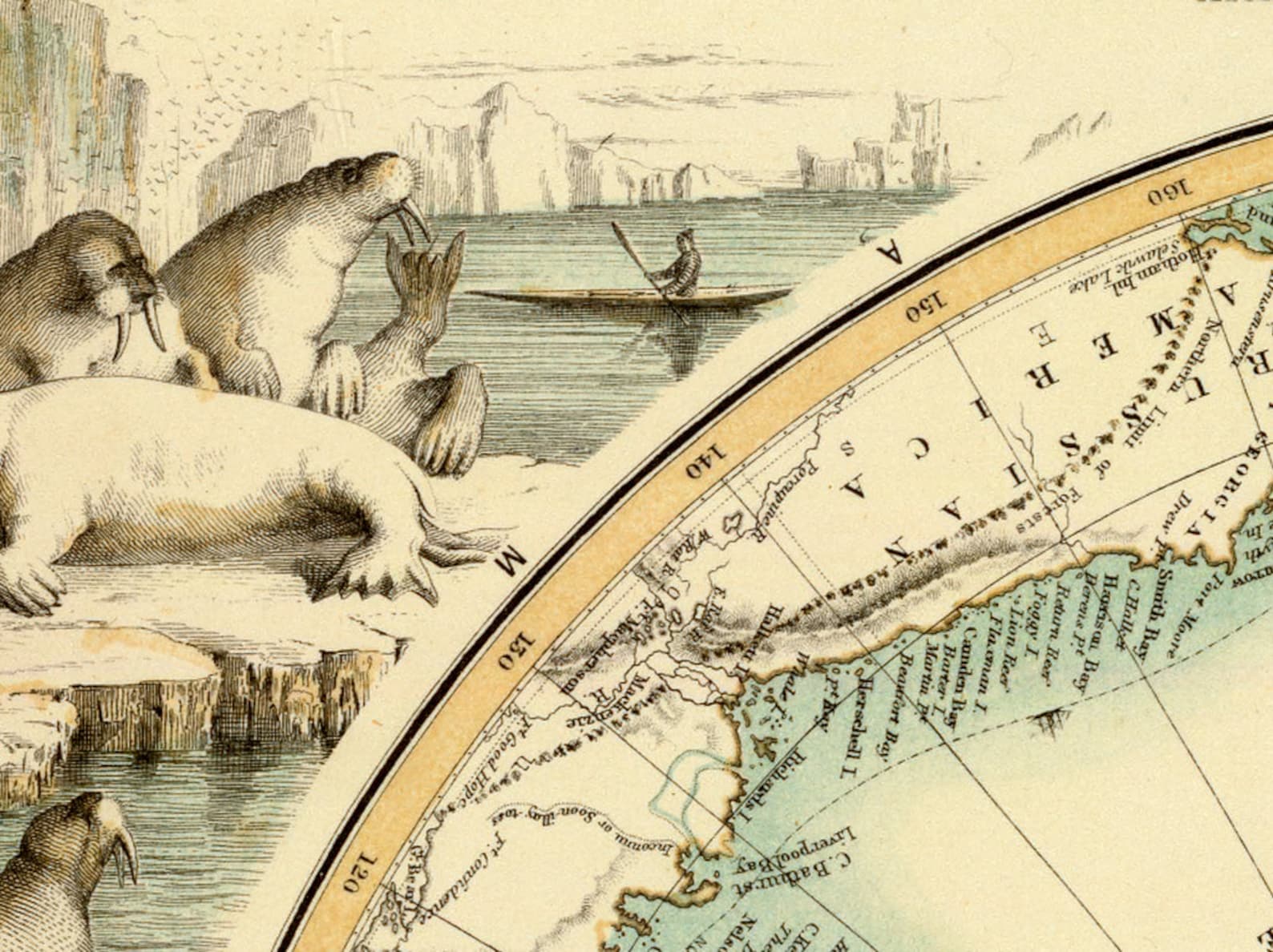 Arctica Map Marvelous Map of the Arctic Regions Arctic Map - Etsy