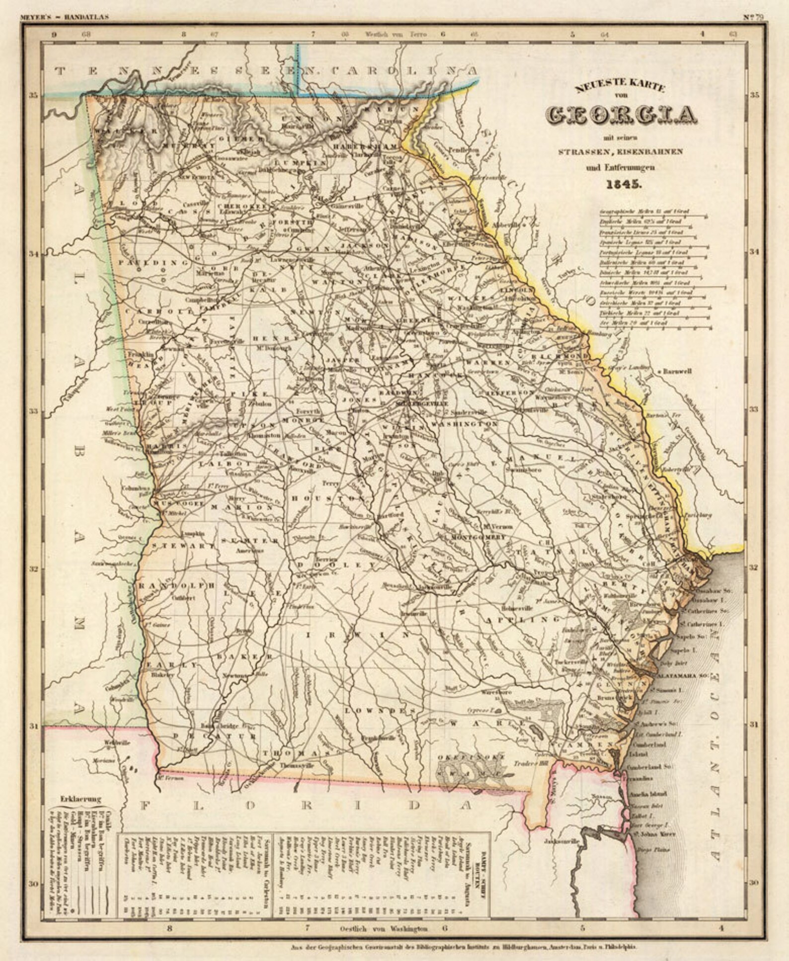 Georgia Map Print Old Map of Georgia Historic Maps Reproduction on ...