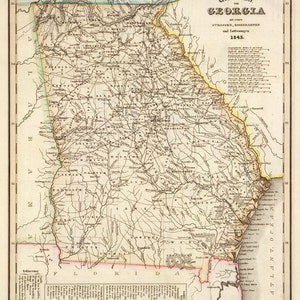 Georgia Map Print - Old Map of Georgia - Historic Maps Reproduction on ...