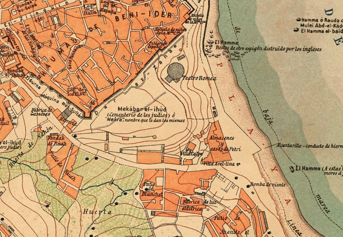 Map of Tanger and Surroundings Tangier Old Map Restored - Etsy