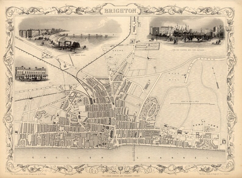 Old Map of Brighton Historical Map Printed on Paper or - Etsy
