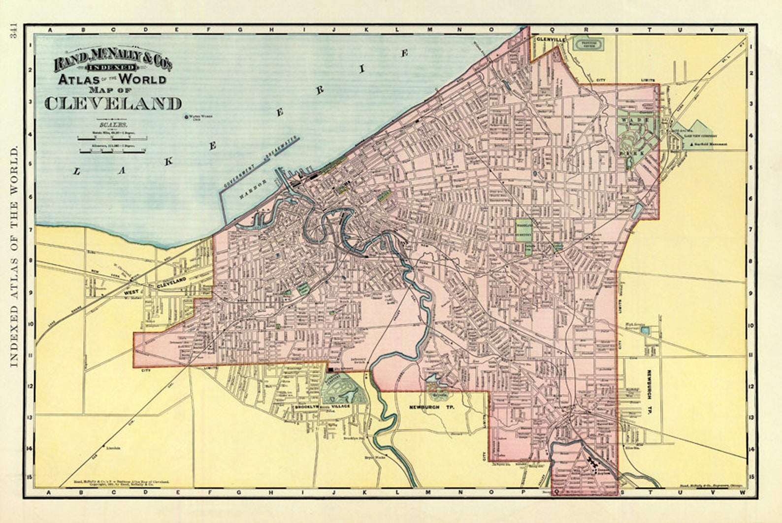 Old Map of Cleveland Vintage Map Old City Plan Giclee | Etsy
