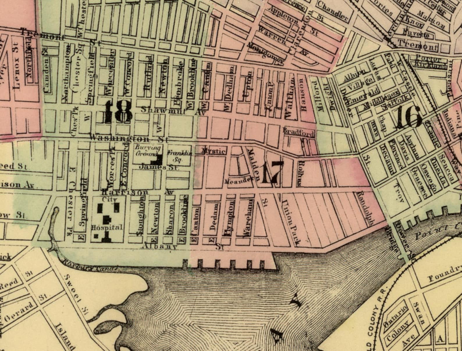 Boston Map Old Map of Boston Historical Map Restored - Etsy