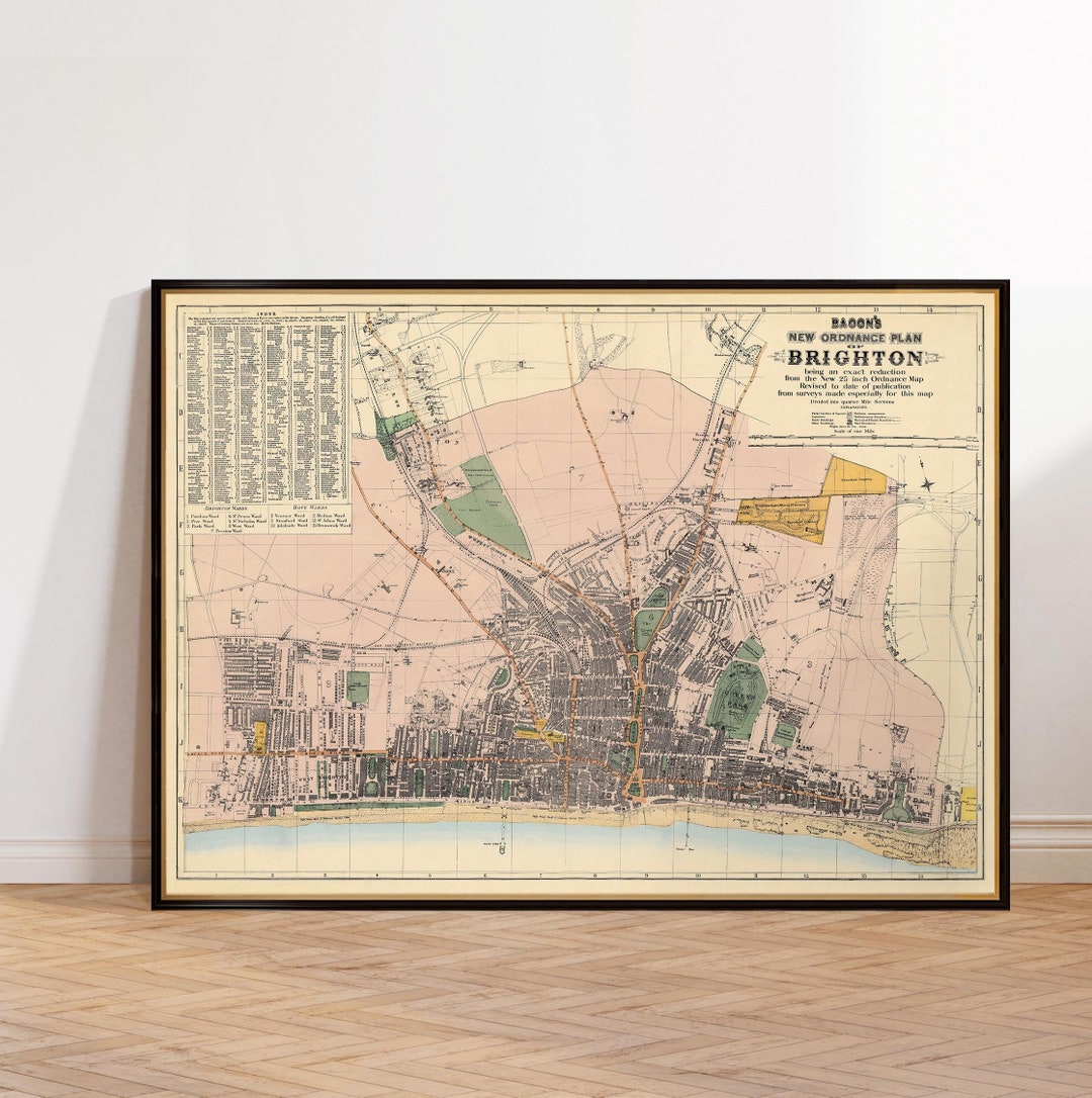 Brighton Map, Old Map of Brighton Print, Large Historical Map ...