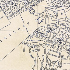 Pacific Grove Map, Old Map of Monterey, Map of Carmel, Vintage Map From ...